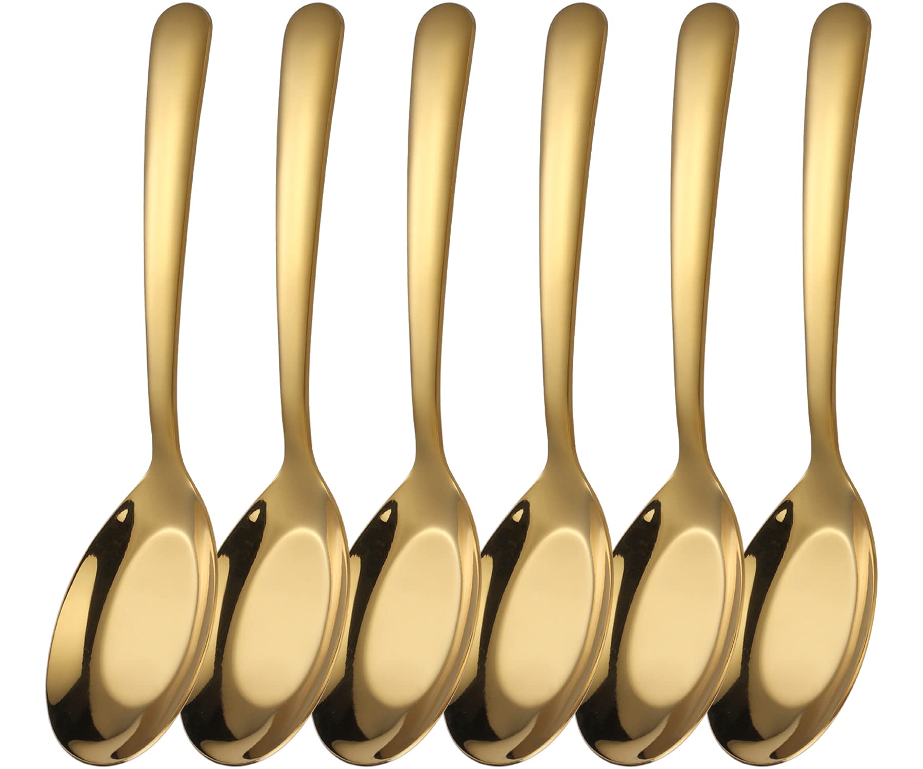 Soup Spoons Stainless Steel, Heavy-Weight Soup Spoons Set of 6, Chinese Soup Spoons Mirror Polished Ramen Spoons