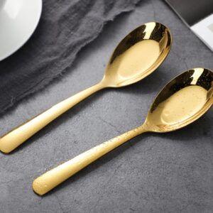 Soup Spoons Stainless Steel, Heavy-Weight Soup Spoons Set of 6, Chinese Soup Spoons Mirror Polished Ramen Spoons