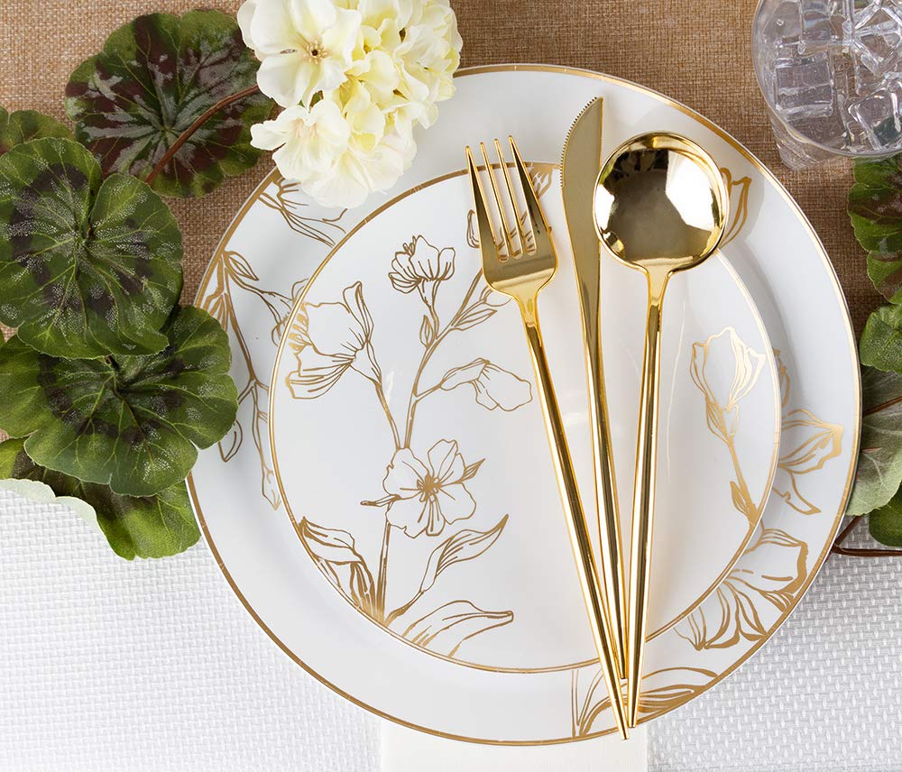 Novelty Flatware Gold Teaspoons - 32 Pieces - Modern & Stylish Plastic Flatware for Chic Table Settings, Perfect for Parties, Catering & Events