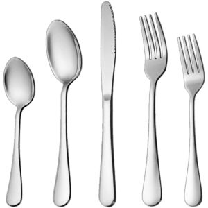 CIYOUTTO Silverware Set Flatware set ,20-Piece Service for 4,Kitchen Eating Utensils Set Stainless Steel Tableware Cutlery, Includes Dinner Knife/Fork/Spoon/Teaspoon/Salad Fork (Silver)