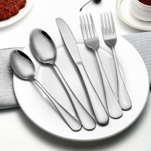 CIYOUTTO Silverware Set Flatware set ,20-Piece Service for 4,Kitchen Eating Utensils Set Stainless Steel Tableware Cutlery, Includes Dinner Knife/Fork/Spoon/Teaspoon/Salad Fork (Silver)