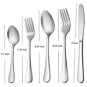 CIYOUTTO Silverware Set Flatware set ,20-Piece Service for 4,Kitchen Eating Utensils Set Stainless Steel Tableware Cutlery, Includes Dinner Knife/Fork/Spoon/Teaspoon/Salad Fork (Silver)