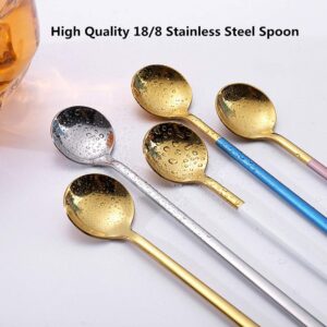 Accfore 10 Pack Espresso Spoons,Gold Plated Stainless Steel Mini Teaspoons Set for Coffee Sugar Dessert Cake Ice Cream Soup Antipasto Cappuccino,5.3 Inch