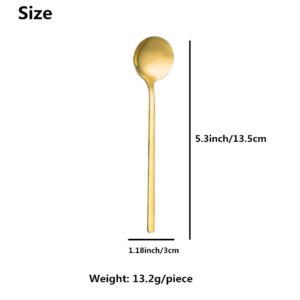 Accfore 10 Pack Espresso Spoons,Gold Plated Stainless Steel Mini Teaspoons Set for Coffee Sugar Dessert Cake Ice Cream Soup Antipasto Cappuccino,5.3 Inch