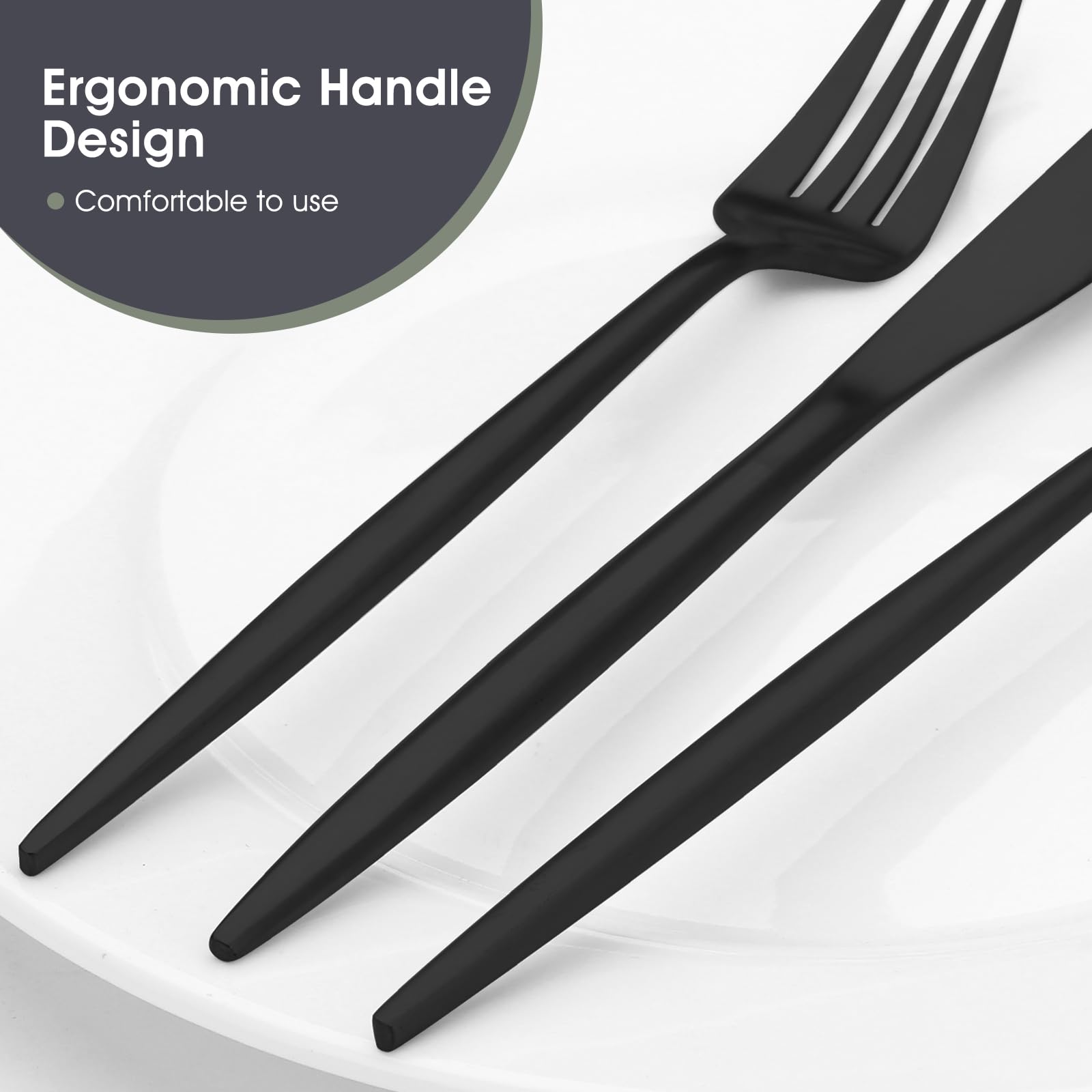 Matte Black Silverware Set,Vanston Stain Finish 20-Piece Stainless Steel Flatware Set Service for 4,Upgraded Cutlery Set for Home and Restaurant