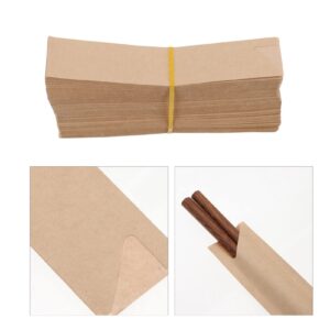 Cabilock 200pcs Kraft Paper Chopsticks Bag Kraft Chopsticks Sleeve Tableware Carrying Case Straws Cutlery Storage Pouch for Travel School Office Dishwasher Holder