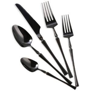 hdzins 20-piece flatware set stainless steel 18/10 silverware cutlery set service for 4, tableware cutlery set for home and restaurant, dishwasher safe (black)