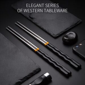 FAONIE 5 Pair Stainless Steel Chopsticks Gift Set Japanese Hotel Restaurant Chopsticks Set (Japan)