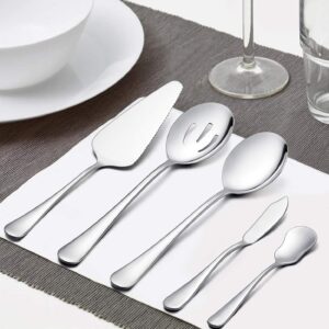 LIANYU 65-Piece Silverware Set with Serving Utensils, Stainless Steel Flatware Cutlery Set for 12, Tableware Eating Utensils, Dishwasher Safe