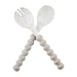 mud pie wood serving set, 10 1/2", gray