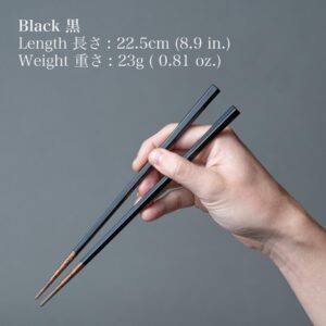 Kasyou Studio URUSHI KENKO chopsticks ( BLACK 8.9 Inch/22.5 cm ) made in japan (Dishwasher compatible) luxury chopsticks reusable japanese style gift set palillos chinos cute