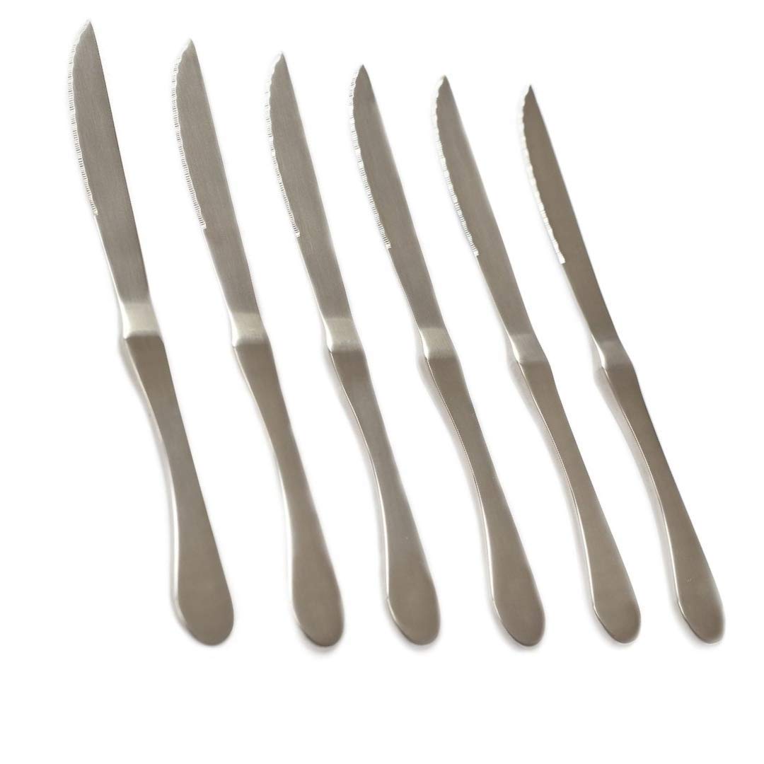 6-Piece Matte Original Stainless Steel Serrated Dinner Knives