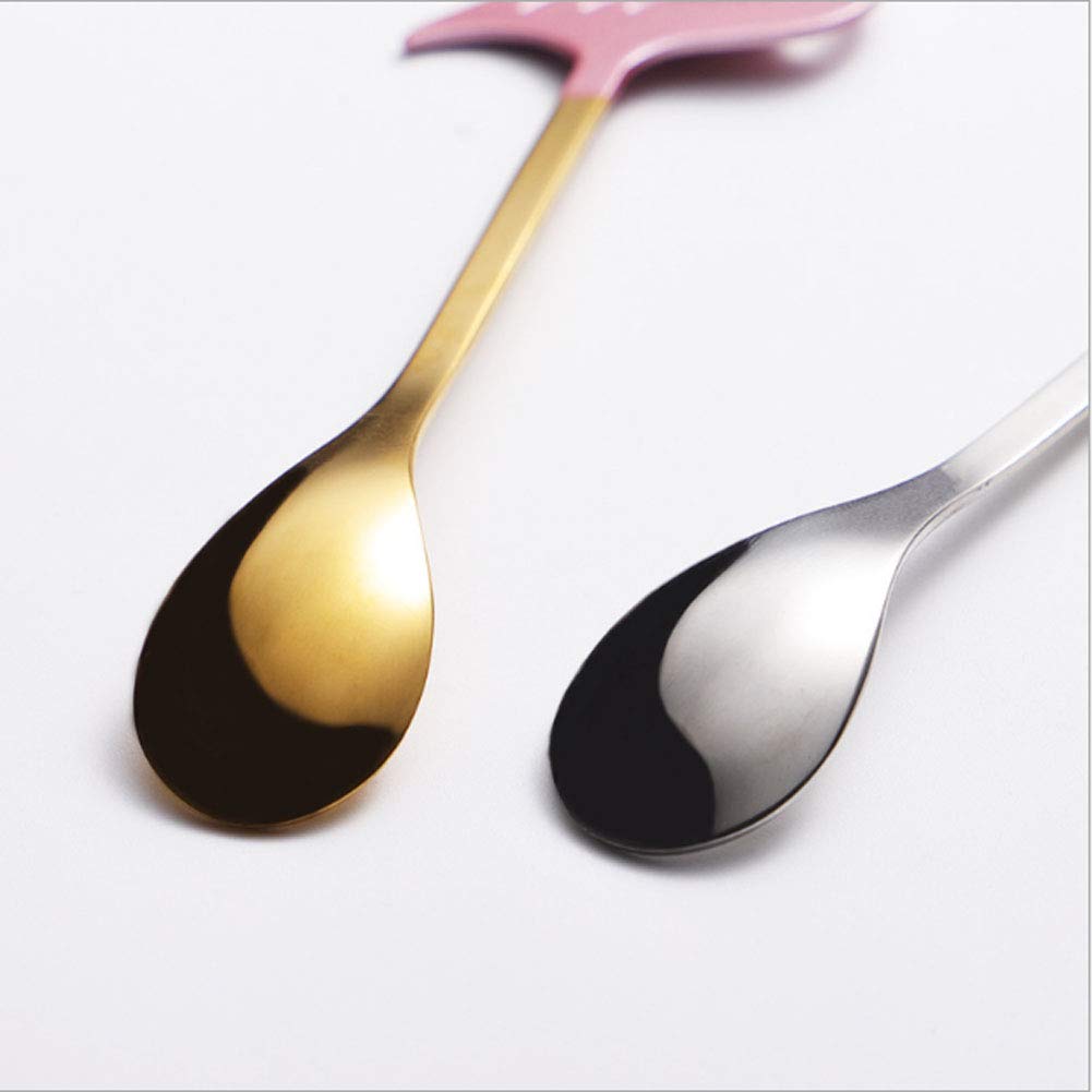 jinyatu Stainless Steel Creative Pink Flamingo Decorate Spoons Kitchen Accessory for Cake Tea Sugar Ice Cream Fruit 6 pieces