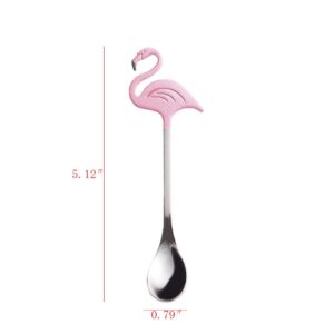 jinyatu Stainless Steel Creative Pink Flamingo Decorate Spoons Kitchen Accessory for Cake Tea Sugar Ice Cream Fruit 6 pieces