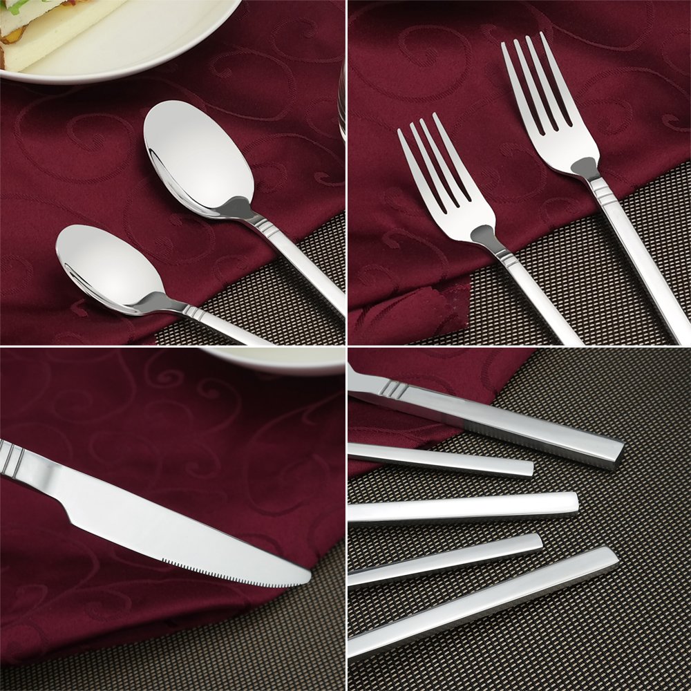 Fiazony 80-Piece Flatware Cutlery Silverware, Stainless Steel, Service for 16