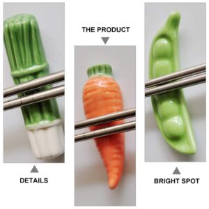 Cabilock Spoons Holder Stand 6pcs Ceramics Chopstick Stand Holder Vegetable Design Chopsticks Rest Chopsticks Holder Spoon Display Rack Ceramics Chopsticks Rests