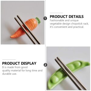 Cabilock Spoons Holder Stand 6pcs Ceramics Chopstick Stand Holder Vegetable Design Chopsticks Rest Chopsticks Holder Spoon Display Rack Ceramics Chopsticks Rests