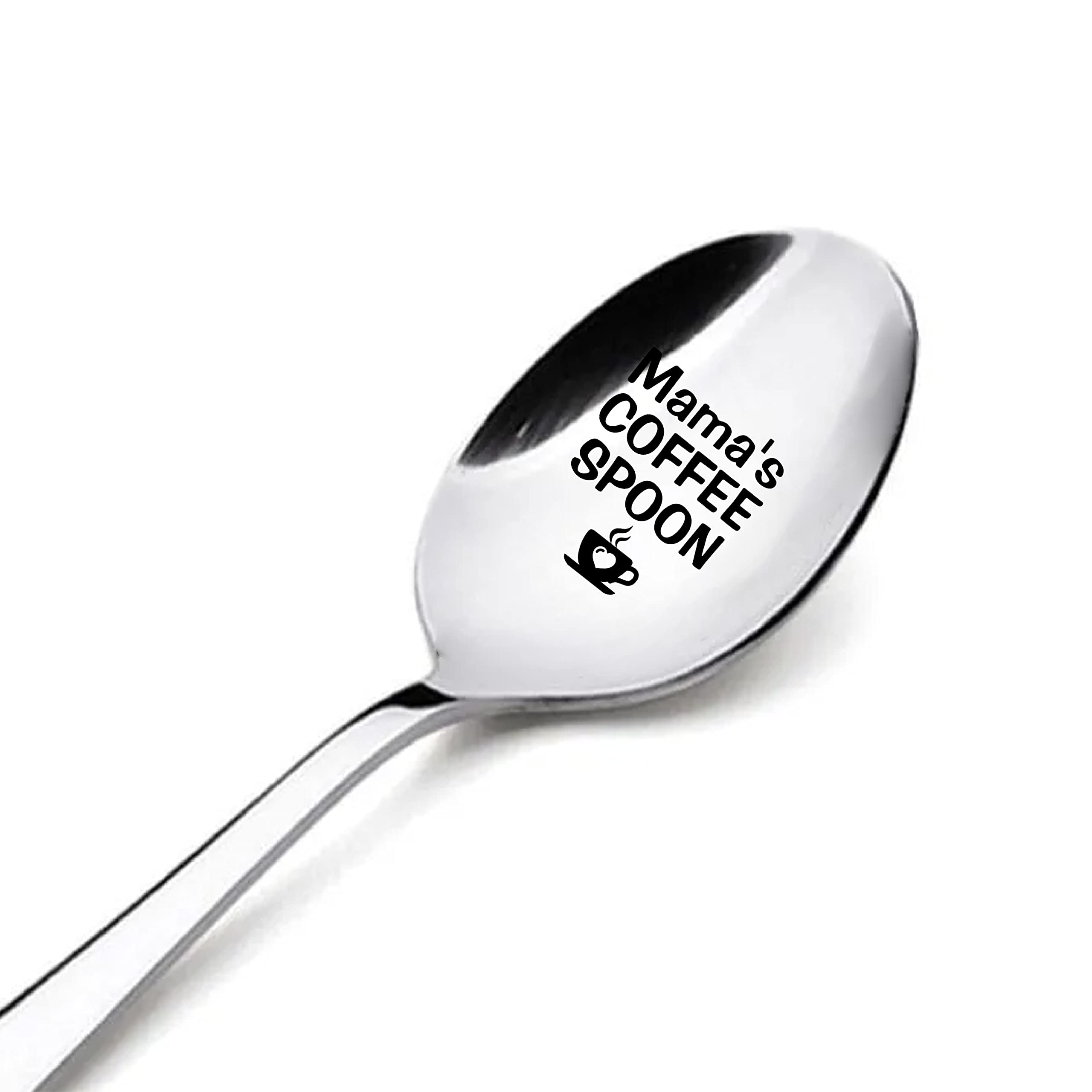 ZBBFSCSB Mama's Coffee Spoon Funny Engraved Spoon with Gift Box, Funny Spoon Gift Gift for Mom Grandma, Coffee Lovers Gifts for Mom Grandma, Birthday Valentine Mother's Day Gift for Dad