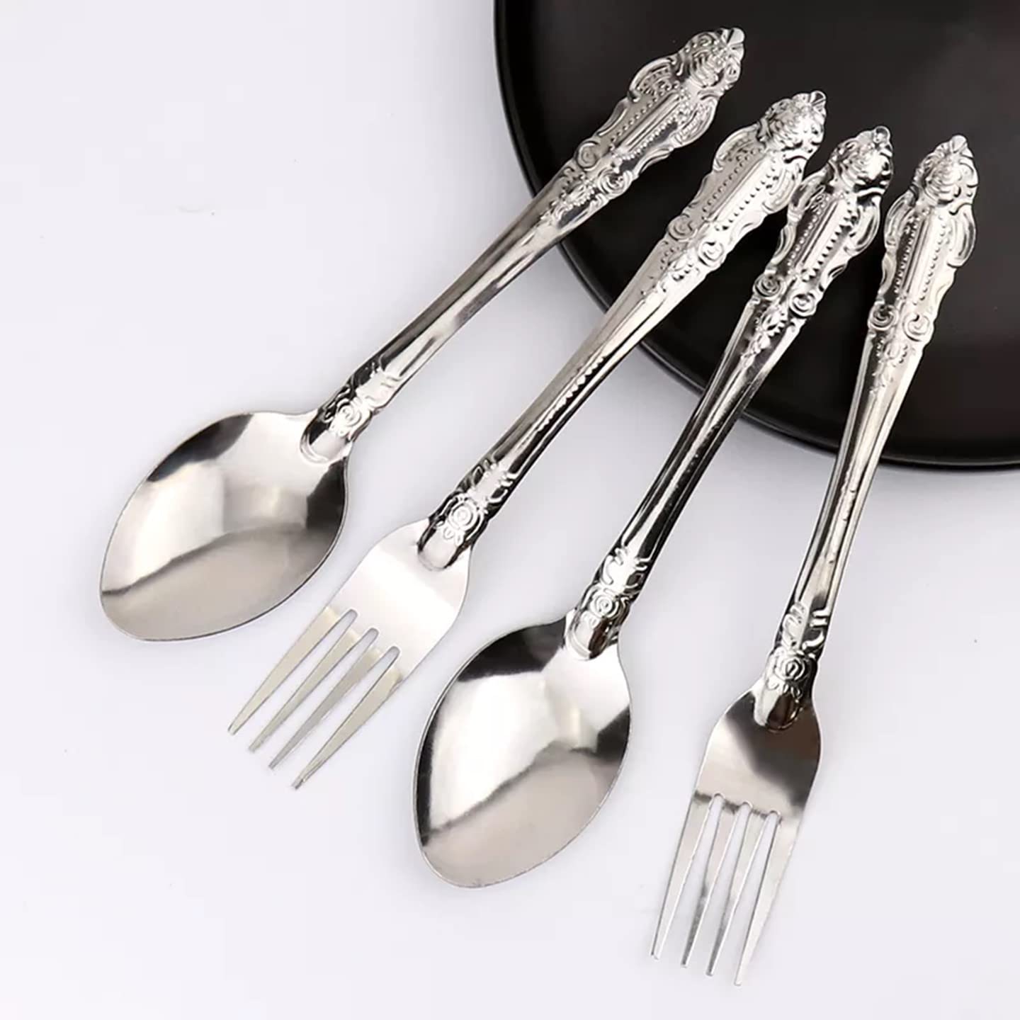 Tea Spoon Table Spoon Flatware Set Stainless Steel Tableware Dinnerware Cutlery Silverware Dishwasher Safe (Tea Spoon)