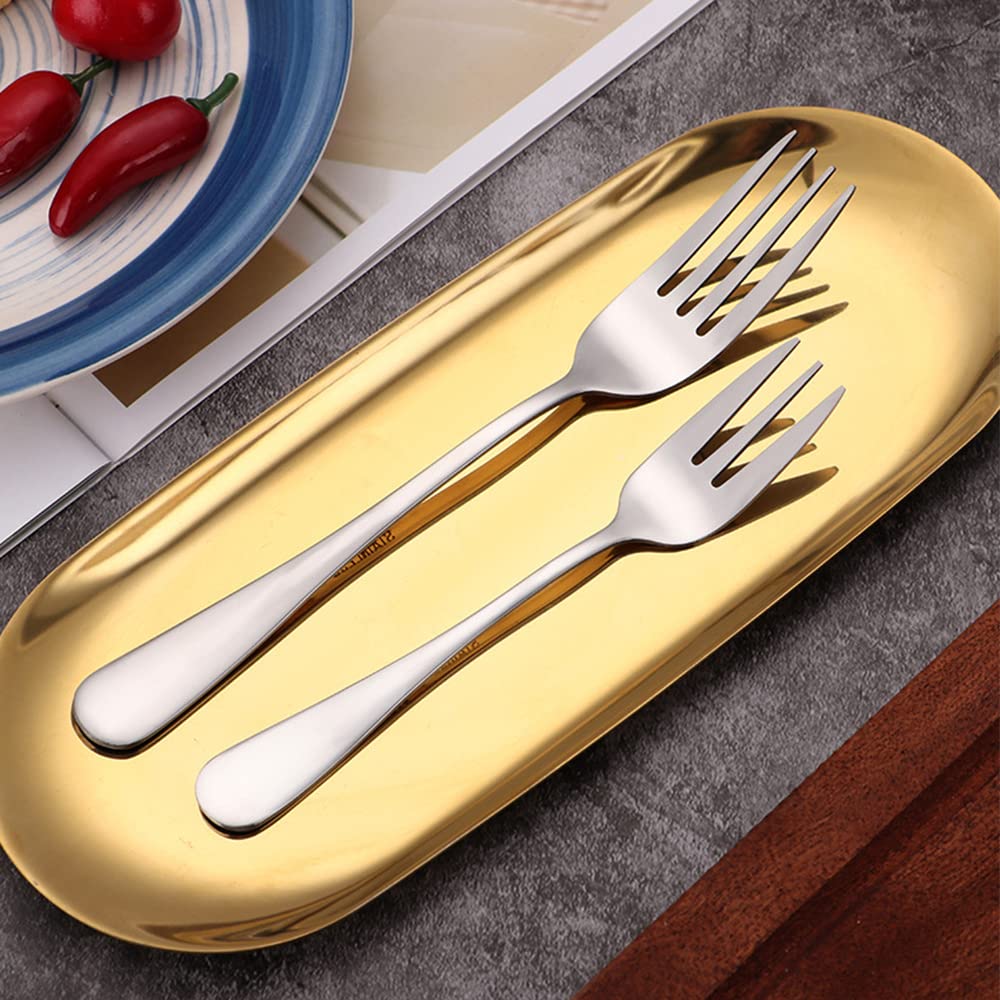 6 PCS Cake Forks Essential Dessert Forks Stainless Steel Pastry Fork Set for Fruit Ice Cream Salad Steak Pizza Noodles(Sliver)