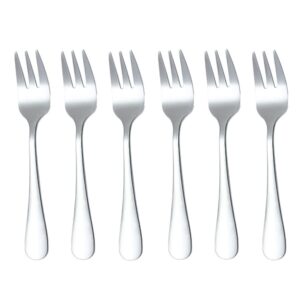 6 pcs cake forks essential dessert forks stainless steel pastry fork set for fruit ice cream salad steak pizza noodles(sliver)