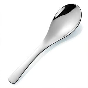 HANSWARE Soup Spoons Stainless Steel Heavy Duty Soup Spoons Chinese Asian Soup Spoons Silverware Round Deep Soup Spoons 6.3 Inches Table Spoons, Set Of 6 (6.3", 6)