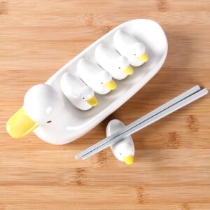 Useful 6pcs Ceramic Chopsticks Stands Set Lovely Duck Shape Chopsticks Rest Stand Knife Fork Holder