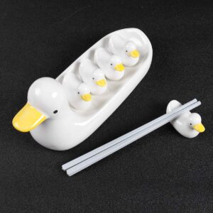 Useful 6pcs Ceramic Chopsticks Stands Set Lovely Duck Shape Chopsticks Rest Stand Knife Fork Holder