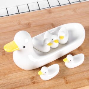 Useful 6pcs Ceramic Chopsticks Stands Set Lovely Duck Shape Chopsticks Rest Stand Knife Fork Holder