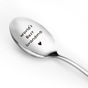 world's best grandma spoon - funny grandma spoon engraved stainless steel tea coffee spoon - grandma gift from granddaughter grandson for mother's day/birthday/christmas