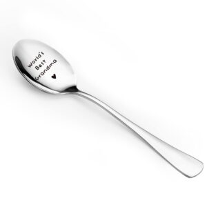 World's Best Grandma Spoon - Funny Grandma Spoon Engraved Stainless Steel Tea Coffee Spoon - Grandma Gift from Granddaughter Grandson for Mother's Day/Birthday/Christmas