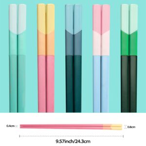 5 Pairs Fiberglass Chopsticks-Reusable Chopsticks Dishwasher Safe, 9.57 inch/24.3cm Matte Non-Slip Family/ Hotel/ Restaurant Chop Sticks, Chinese/Japanese Chop Sticks Gift Set, Morandi Multicolor