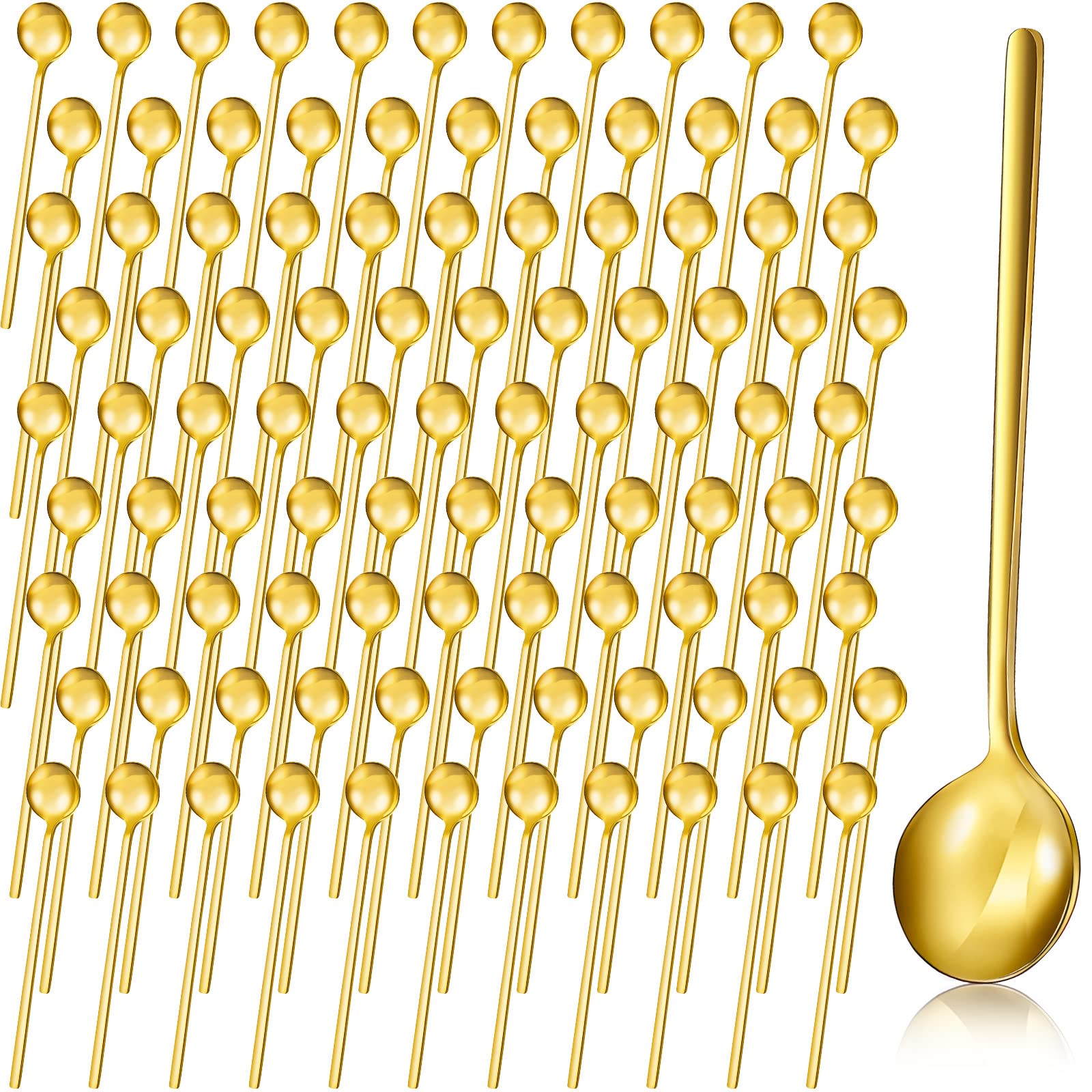 100 Pcs Gold Spoon Espresso Spoons for Coffee Bar Gold Tea Spoons for Hot Tea Stainless Steel Small Spoons 5.1 Inch Mini Teaspoon for Coffee Sugar Dessert Cake Ice Cream Soup Antipasto Cappuccino