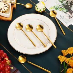 100 Pcs Gold Spoon Espresso Spoons for Coffee Bar Gold Tea Spoons for Hot Tea Stainless Steel Small Spoons 5.1 Inch Mini Teaspoon for Coffee Sugar Dessert Cake Ice Cream Soup Antipasto Cappuccino