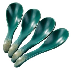 ceramic soup spoons set of 4, asian japanese soup spoons suitable for pho wonton noodle ramen oat