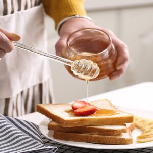 2Pcs 6 Inches Clear Glass Honey Dipper Sticks Stirring Sticks Server Honey Spoon for Honey Jar Dispense Drizzle Honey and Wedding Party Favors