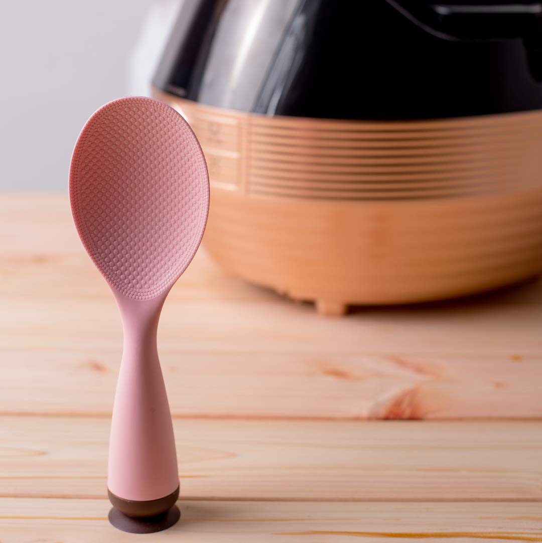 Nineware Standing Mountable Rice Paddle | Non-stick embossed, Good Grip | Dishwasher Safe | Made in Korea (Pink)