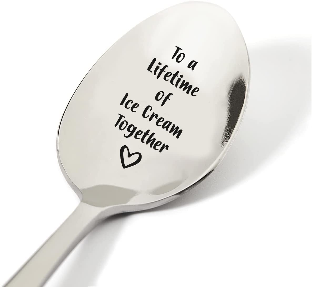 To a Lifetime of Ice Cream Together Engraved Spoon - Novelty Stainless Steel for Women/Men/Couples Gifts Funny Flatware Lovers Gift Anniversary Valentine Birthday, Silver, 7 inches (A4)