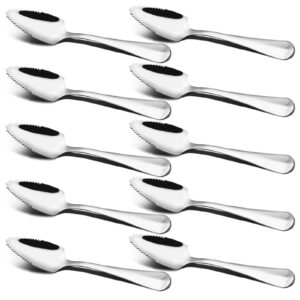 set of 10, grapefruit and dessert spoon, findtop stainless steel with serrated edge spoons, 6-inch