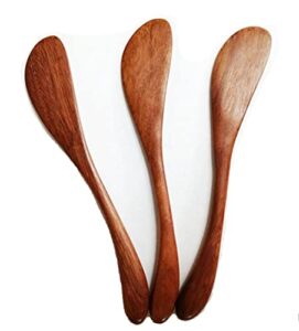 3 pcs. x 6" wooden bread, beakery, butter, jam spreader knives red wood