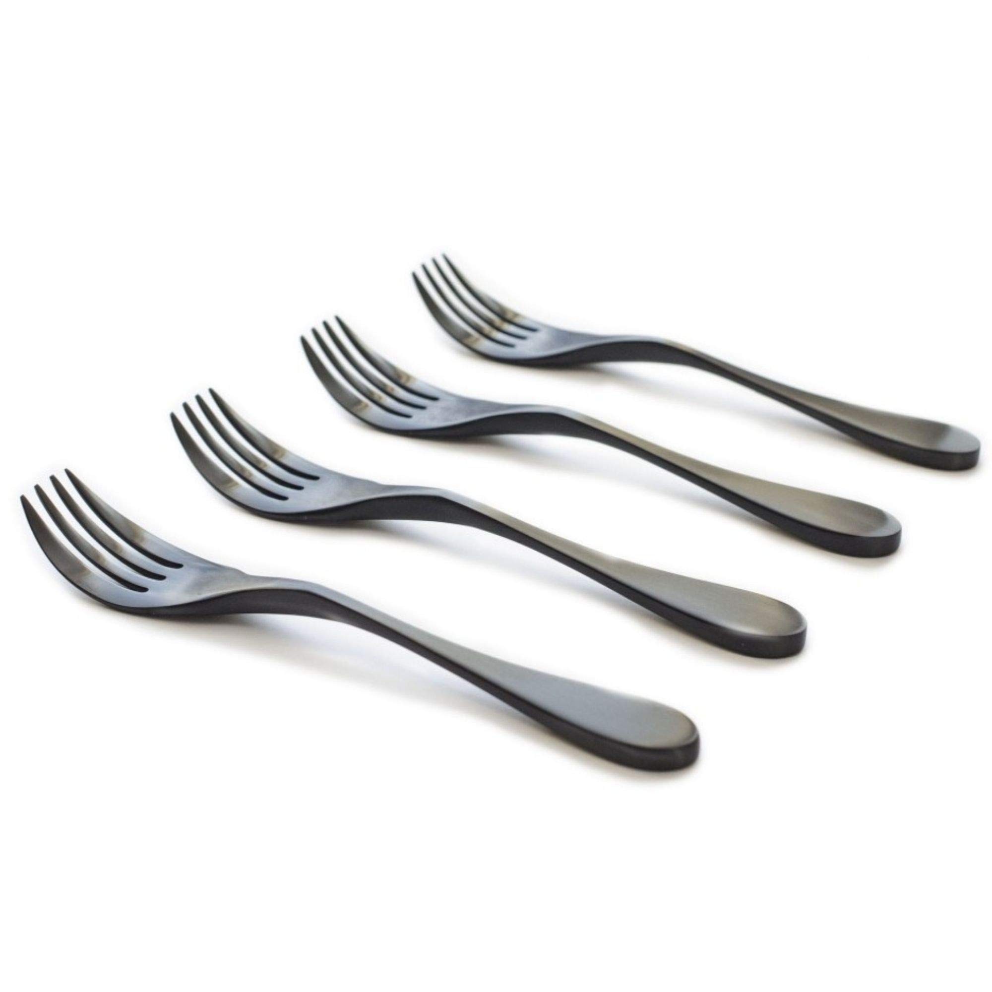 Knork Original Titanium Alloy Coated Salad Forks, 4 Piece Set, Matte Black