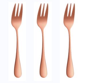 3 pieces stainless steel coffee tea fork set fruit fork ice cream cake dessert fork for kid home party gold tableware (rose gold)