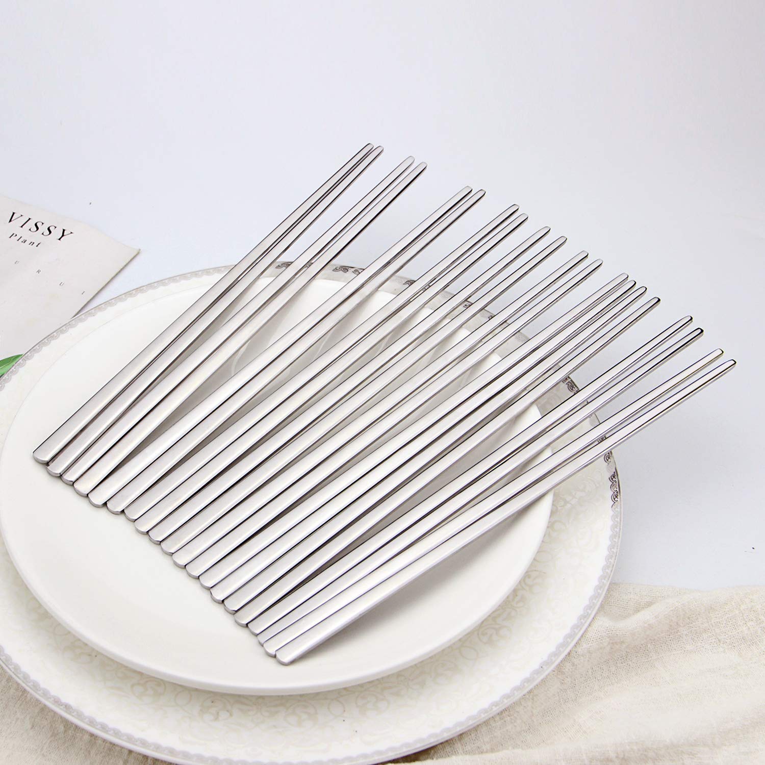 8 Pieces Stainless Steel Korean Spoons + 10 Pairs Stainless Steel Chopsticks