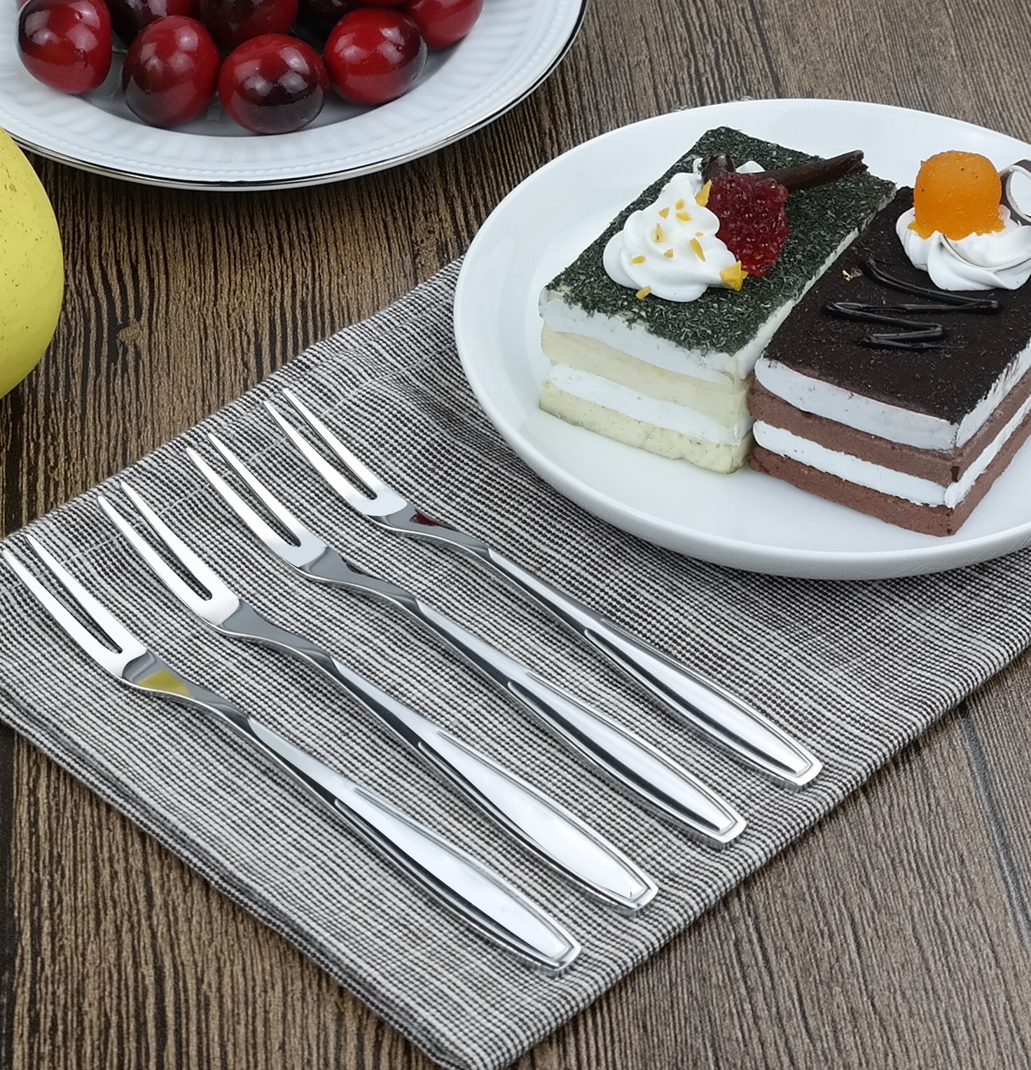 Pekky Stainless Steel Fruit Forks Mini Cake Forks, 12 Pieces