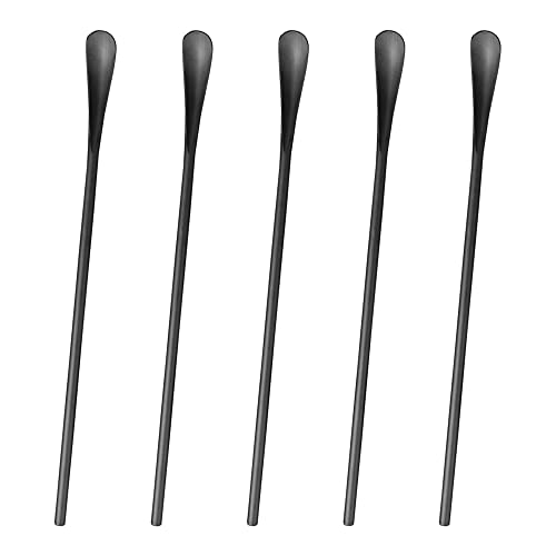 Black Matte Long Handle Spoon Cocktail Mixing Stirring Spoons Iced Tea Coffee Spoons with 8.6 inch Long Handle Brushed SUS304 Stainless Steel, 5-Piece