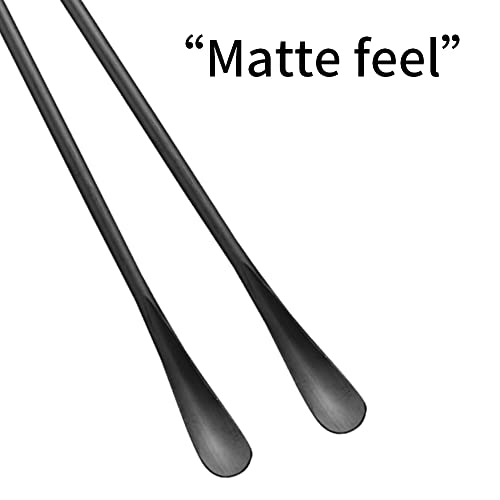 Black Matte Long Handle Spoon Cocktail Mixing Stirring Spoons Iced Tea Coffee Spoons with 8.6 inch Long Handle Brushed SUS304 Stainless Steel, 5-Piece