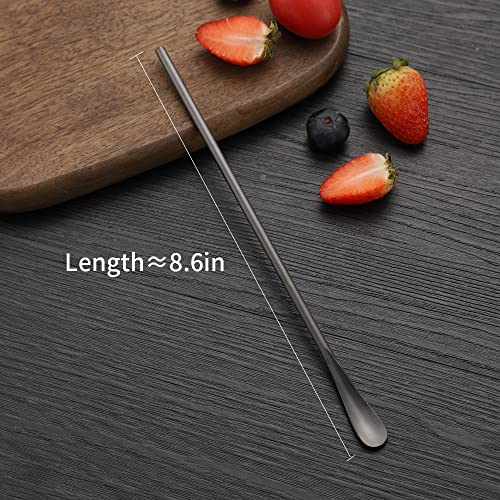 Black Matte Long Handle Spoon Cocktail Mixing Stirring Spoons Iced Tea Coffee Spoons with 8.6 inch Long Handle Brushed SUS304 Stainless Steel, 5-Piece