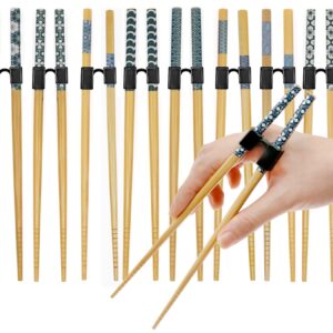 Fejapa 10 Pairs Wooden Chopstick Helpers Wood Training Chopsticks Adult Practice Chopsticks Beginners Right Left Handed Easy Chopsticks Learner Learning Chopsticks Trainer Senior Disabled