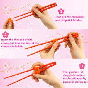 Fejapa 10 Pairs Wooden Chopstick Helpers Wood Training Chopsticks Adult Practice Chopsticks Beginners Right Left Handed Easy Chopsticks Learner Learning Chopsticks Trainer Senior Disabled