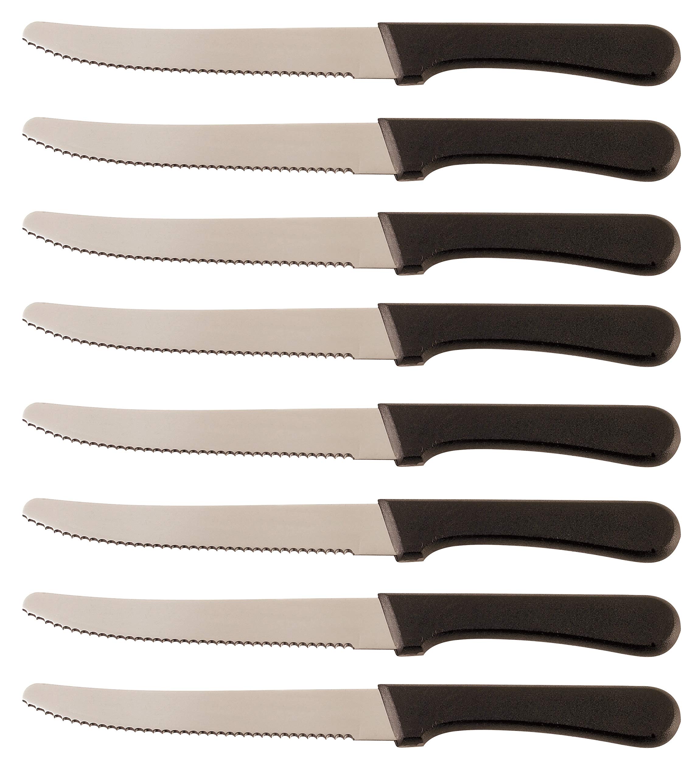 Steak Knives Serrated Set, Restaurant Quality, Stainless Steel, 4.25-Inch, Rounded Tip, Set of 8 (8)